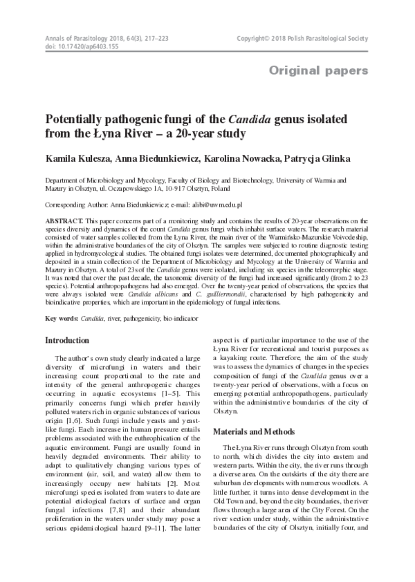 (PDF) Potentially pathogenic fungi of the Candida genus isolated from ...