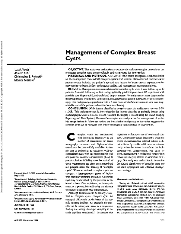 (PDF) Management of complex breast cysts | josie kim - Academia.edu