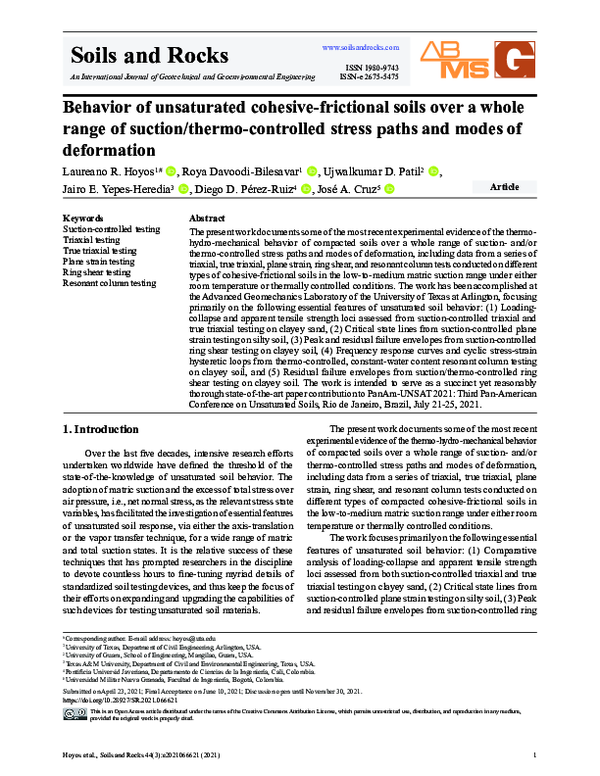 (PDF) Behavior of unsaturated cohesive-frictional soils over a whole ...