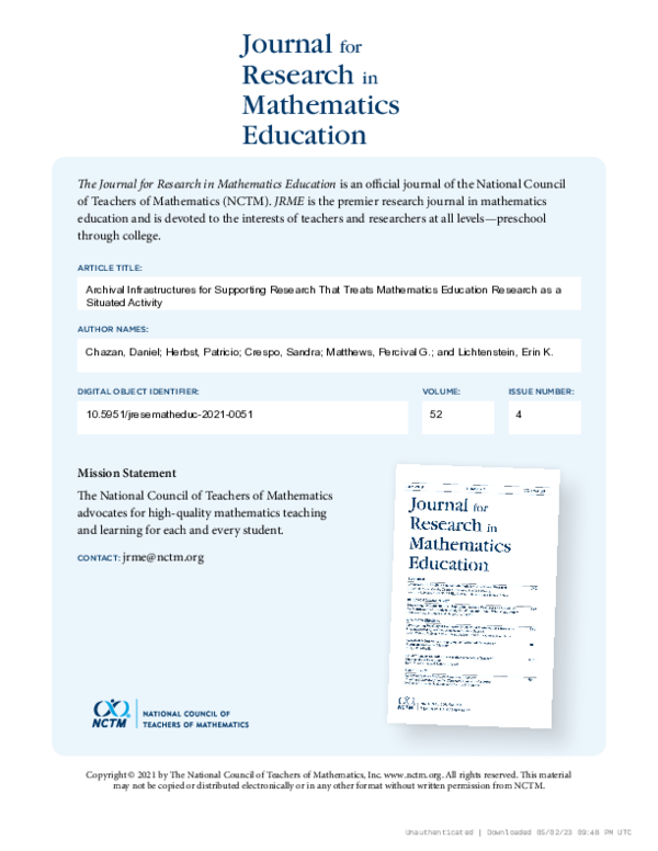 (PDF) Archival Infrastructures in Math Education Research