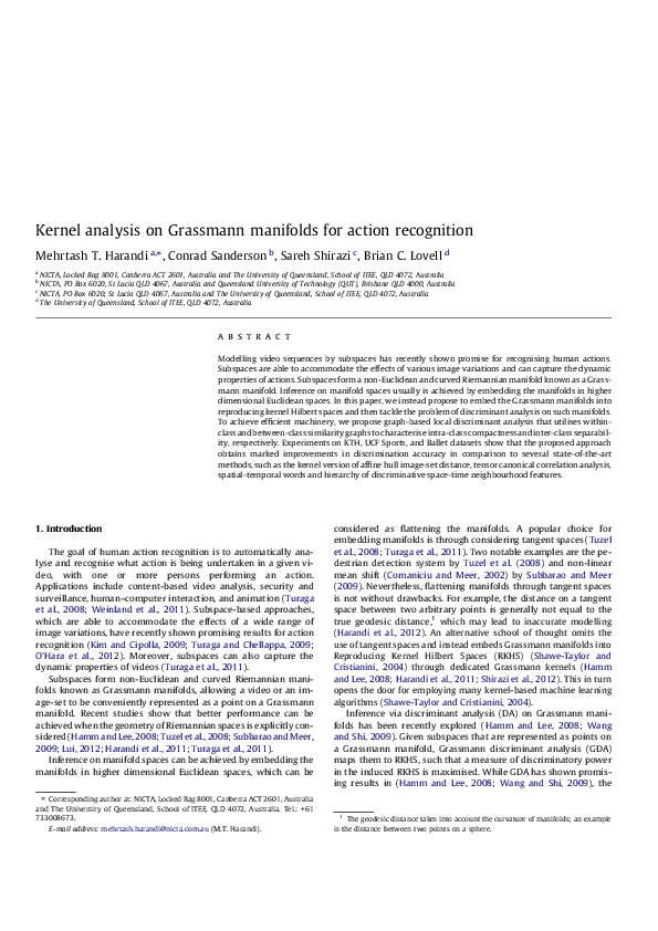 (PDF) Kernel analysis on Grassmann manifolds for action recognition