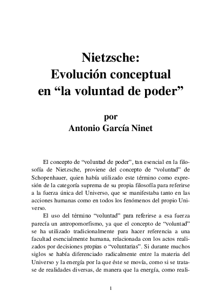 (PDF) Nietzsche: Evolución conceptual en "la voluntad de poder"