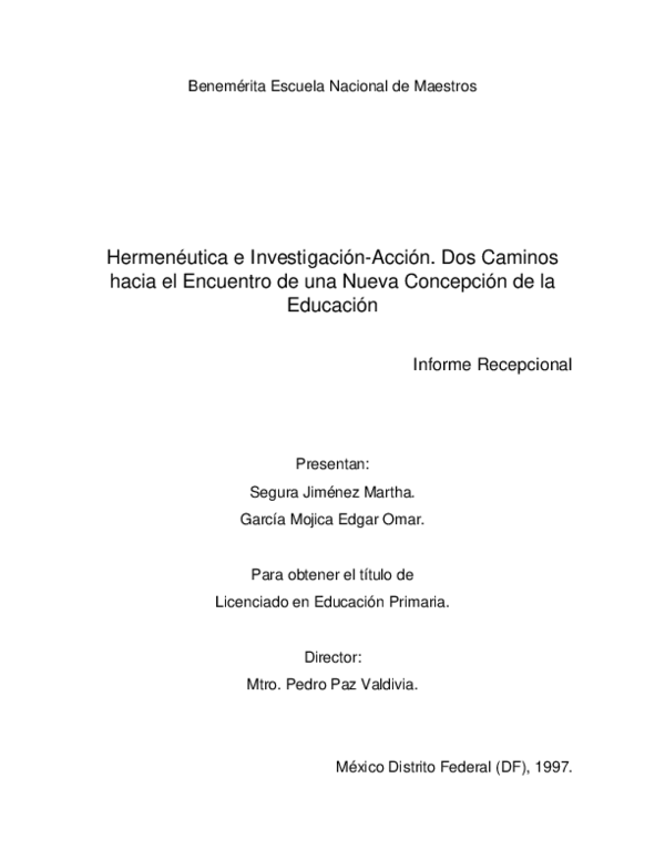 (PDF) (BENEMÉRITA ESCUELA NORMAL DE MAESTROS, BENM). 1997. LICENCIATURA ...