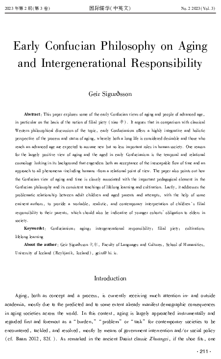 (PDF) Early Confucian Philosophy on Aging and Intergenerational ...