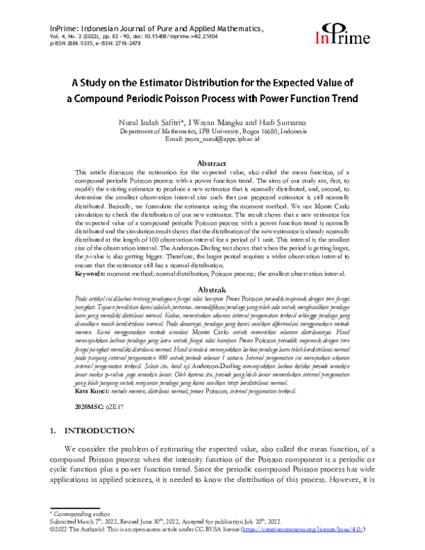 (PDF) A Study on the Estimator Distribution for the Expected Value of a Compound Periodic ...