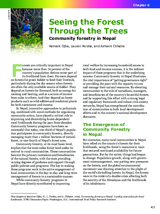 (PDF) Seeing the forest through the trees: community forestry in Nepal