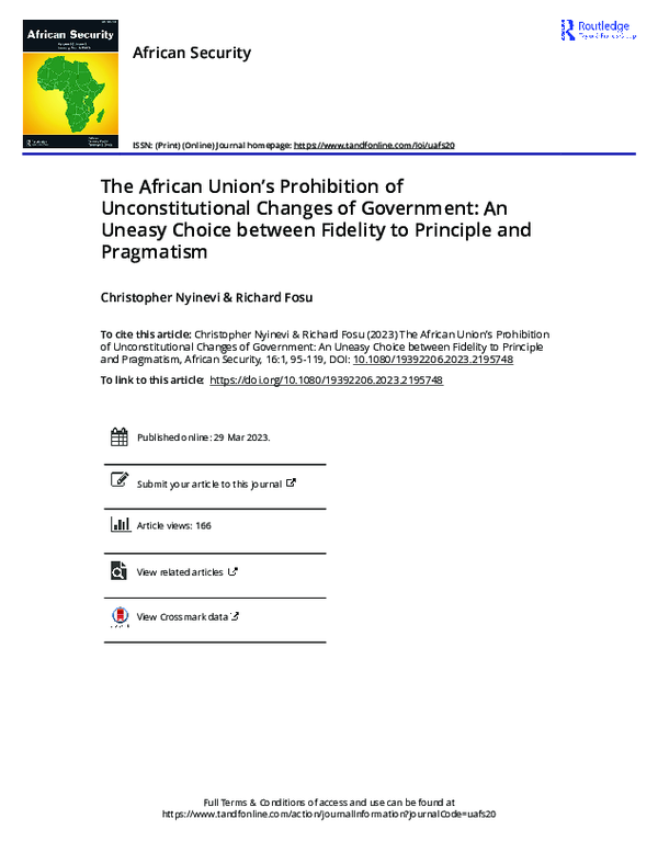 (PDF) The African Union's Prohibition of Unconstitutional Changes of ...
