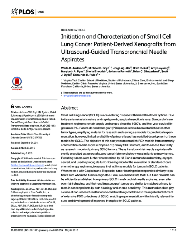 (PDF) Initiation and Characterization of Small Cell Lung Cancer Patient ...