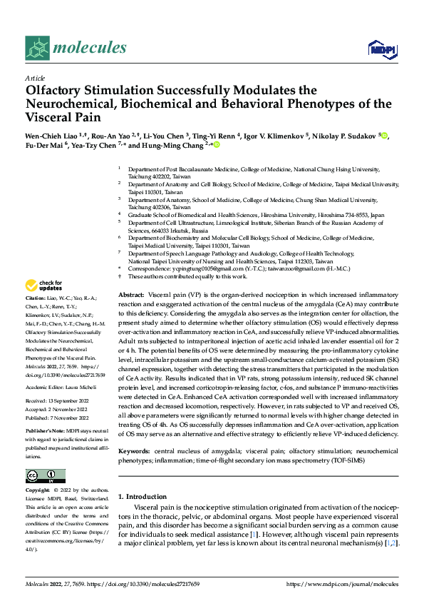 (PDF) Olfactory Stimulation Successfully Modulates the Neurochemical ...