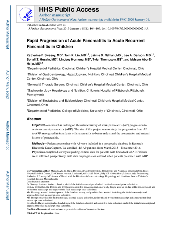 (PDF) Rapid Progression of Acute Pancreatitis to Acute Recurrent ...