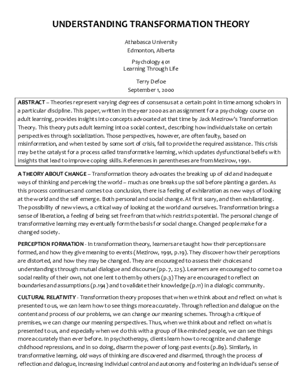 (PDF) UNDERSTANDING TRANSFORMATION THEORY