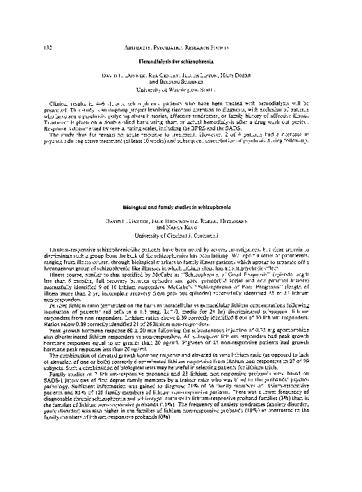 (PDF) Hemodialysis for schizophrenia | Rex Gentry - Academia.edu