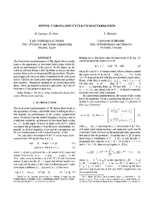 (PDF) Monte Carlo limit cycle characterization