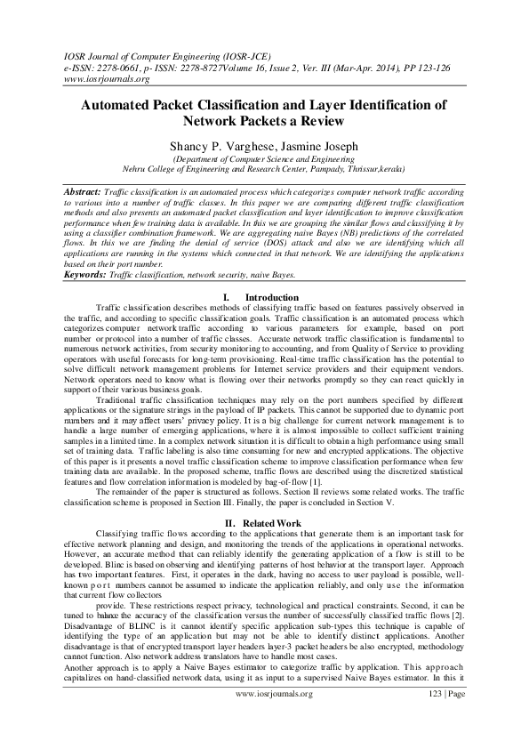(PDF) Automated Packet Classification and Layer Identification of Network Packets a Review ...
