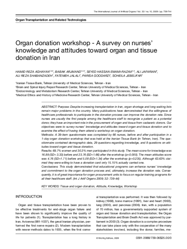 (PDF) Organ Donation Workshop – a Survey on Nurses’ Knowledge and ...