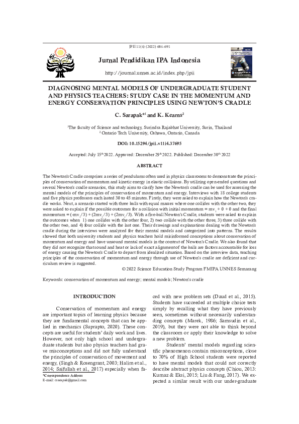 (PDF) Diagnosing Mental Models of Undergraduate Student and Physics Teachers: Study Case in the ...