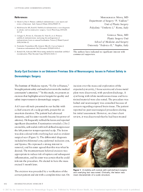 (PDF) Scalp Cyst Excision in an Unknown Previous Site of Neurosurgery ...