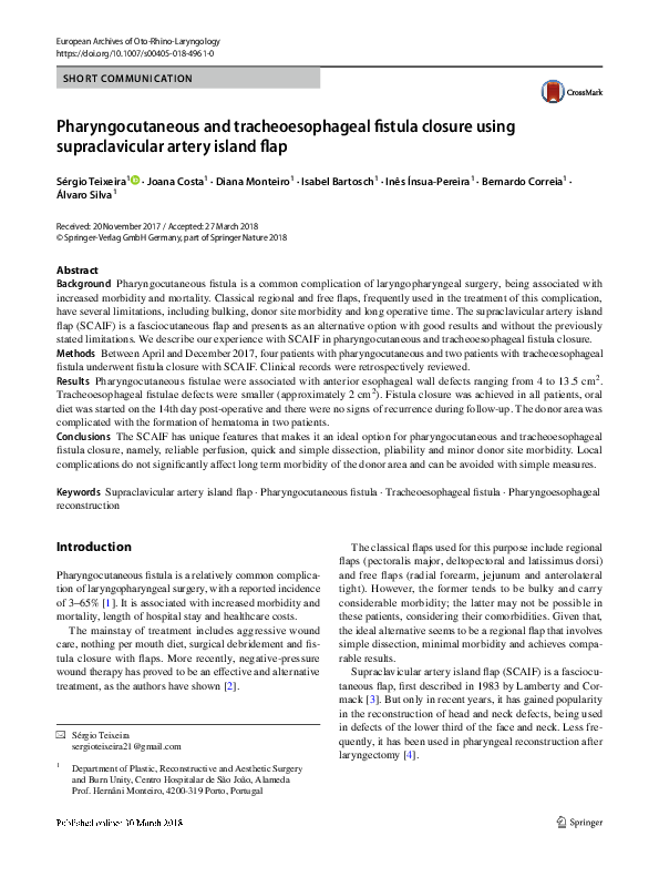 (PDF) Pharyngocutaneous and tracheoesophageal fistula closure using ...