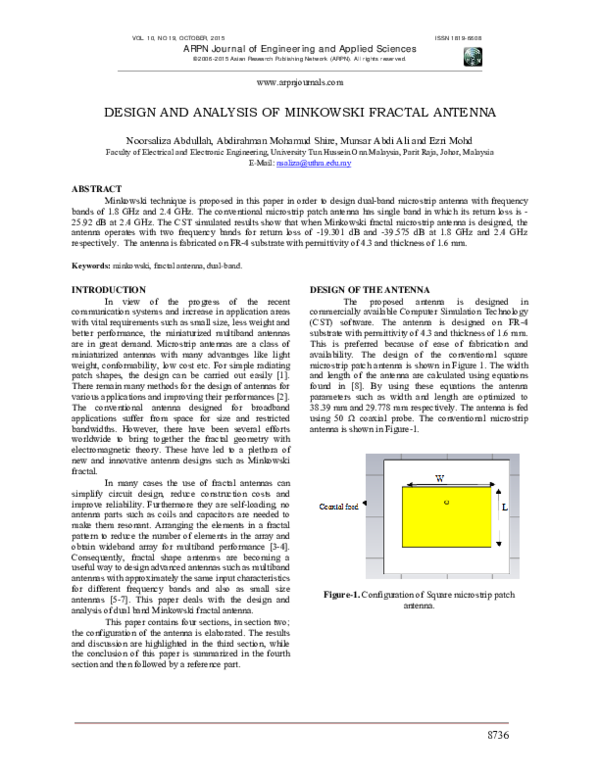 (PDF) Design and Analysis of Minkowski Fractal Antenna