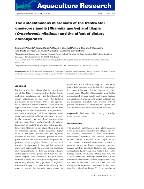 (PDF) The autochthonous microbiota of the freshwater omnivores jundiá ...