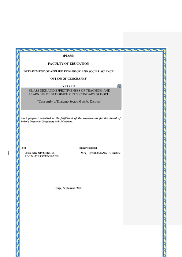 (PDF) CLASS SIZE AND EFFECTIVENESS OF TEACHING AND LEARNING OF ...
