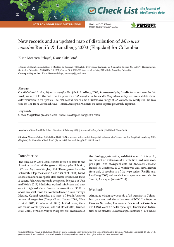 (PDF) New records and an updated map of distribution of Micrurus ...
