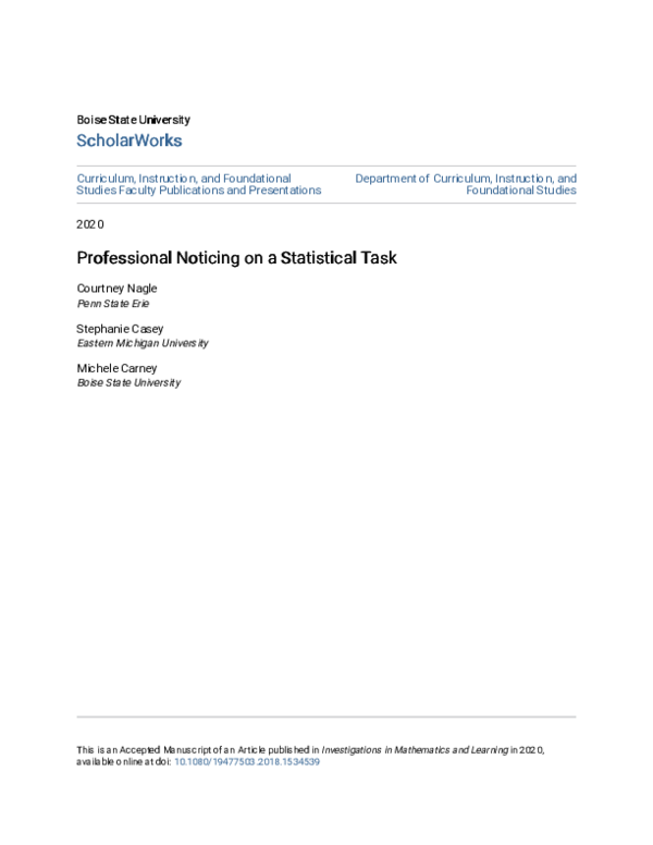 (PDF) Professional noticing on a statistical task | Michele Carney ...