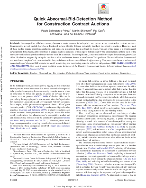 (PDF) Quick Abnormal-Bid-Detection Method for Construction Contract Auctions