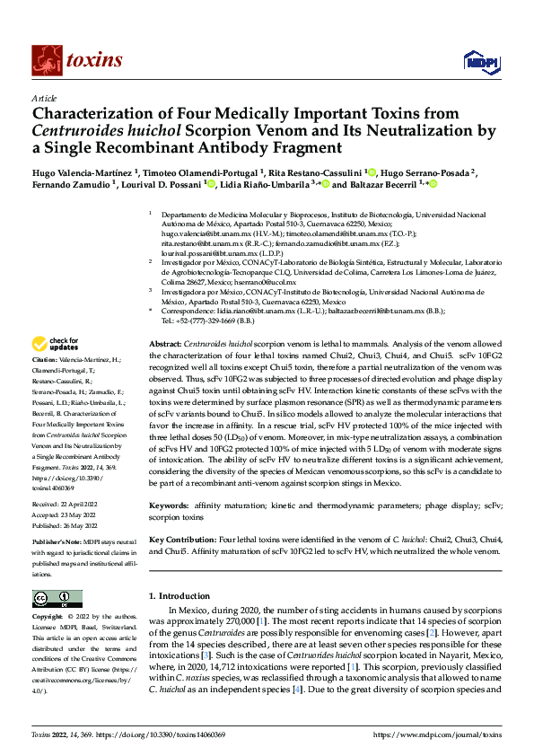(PDF) Characterization of Four Medically Important Toxins from ...