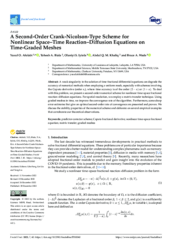 Pdf A Second Order Crank Nicolson Type Scheme For Nonlinear Space Time Reaction Diffusion