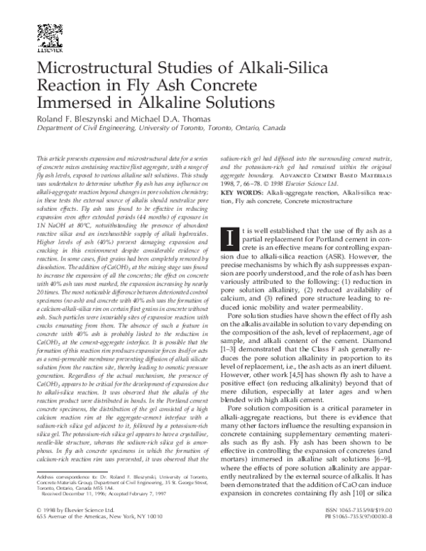 (PDF) Microstructural Studies of Alkali-Silica Reaction in Fly Ash ...