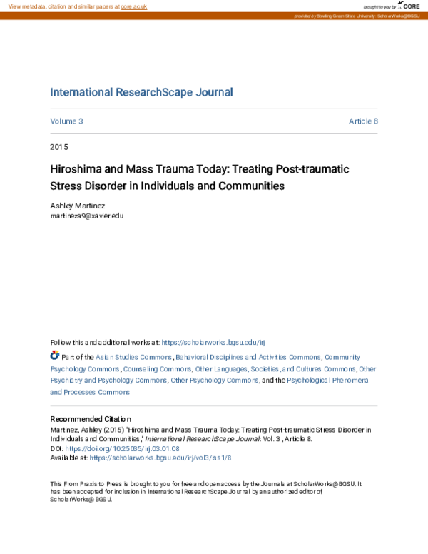 (PDF) Hiroshima and Mass Trauma Today: Treating Post-traumatic Stress ...