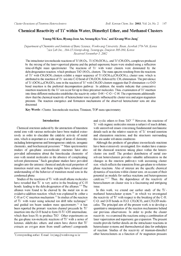 (PDF) Chemical Reactivity of Ti+within Water, Dimethyl Ether, and ...