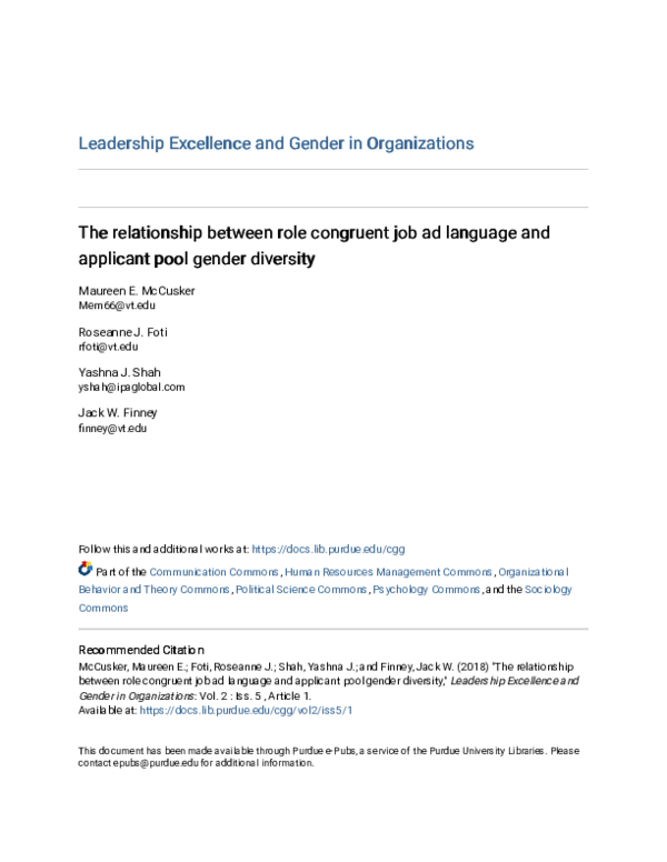 (PDF) The relationship between role congruent job ad language and ...