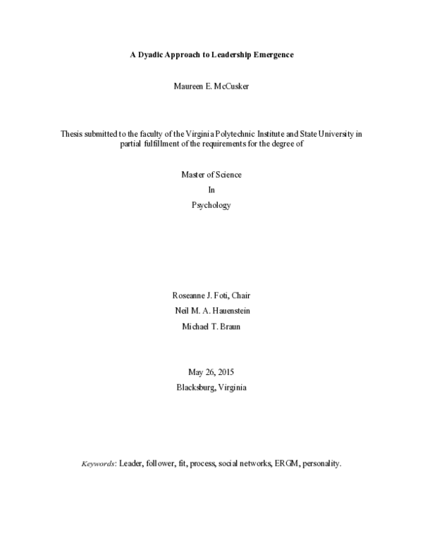 (PDF) A Dyadic Approach to Leadership Emergence