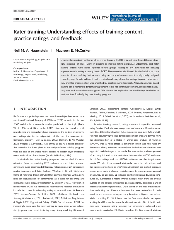 (PDF) Rater training: Understanding effects of training content ...