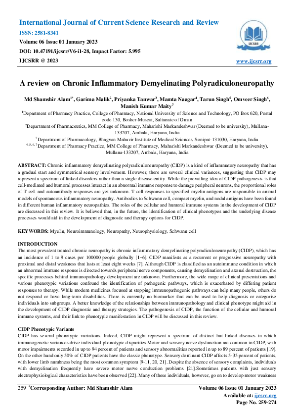 (PDF) A review on Chronic Inflammatory Demyelinating Polyradiculoneuropathy
