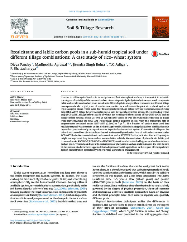 (PDF) Recalcitrant and labile carbon pools in a sub-humid tropical soil ...