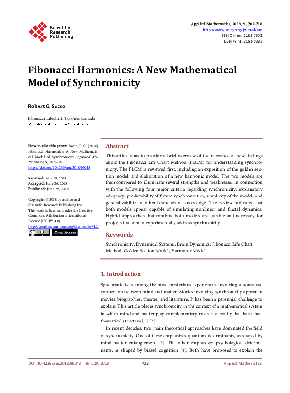 (PDF) Fibonacci Harmonics: A New Mathematical Model of Synchronicity