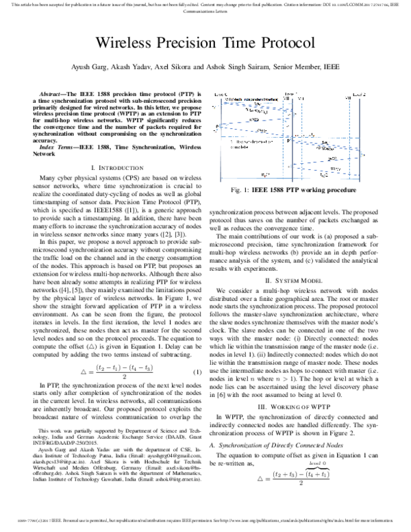 (PDF) Wireless Precision Time Protocol