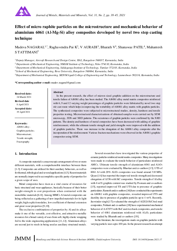(PDF) Effect of micro graphite particles on the microstructure and mechanical behavior of ...