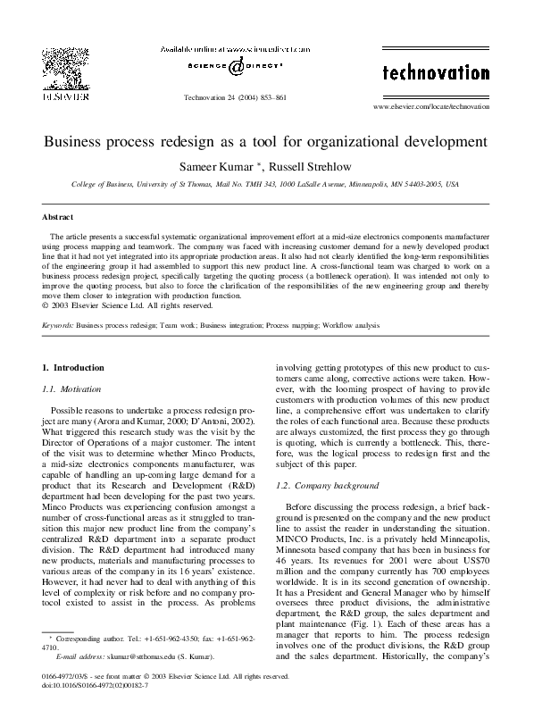 (PDF) Business process redesign as a tool for organizational development