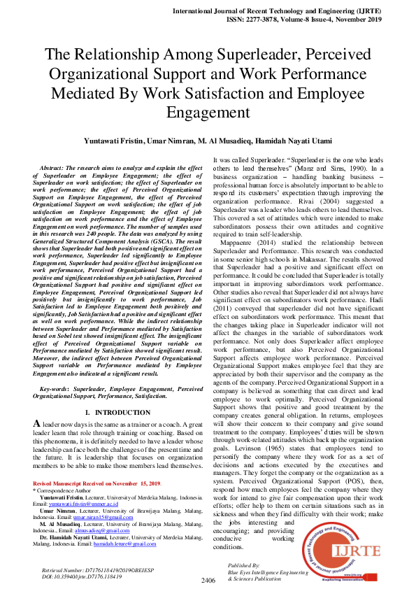 (PDF) The Relationship Among Superleader, Perceived Organizational ...