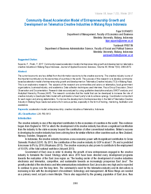 (PDF) Community-Based Acceleration Model Of Entrepreneurship Growth And ...