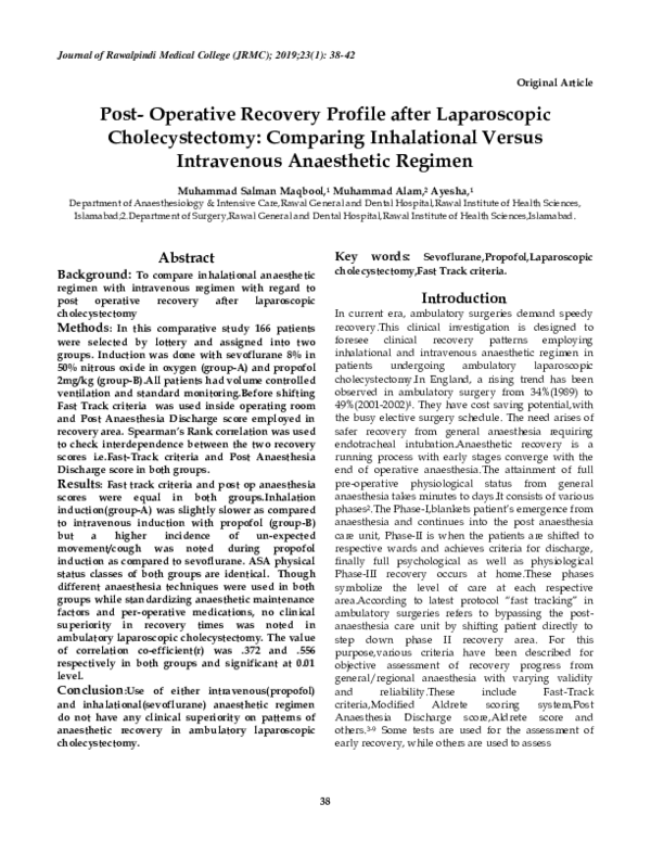 (PDF) Post- Operative Recovery Profile after Laparoscopic ...