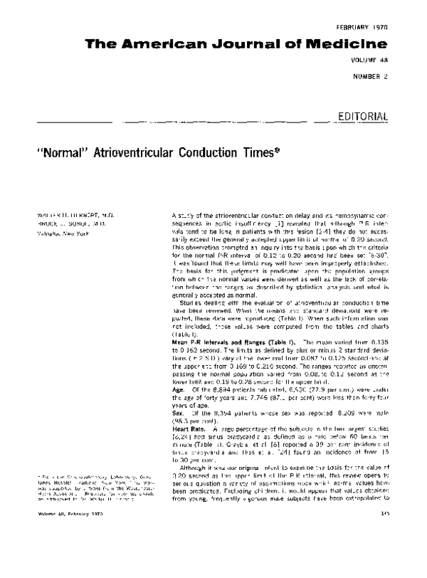 (PDF) “Normal” atrioventricular conduction times
