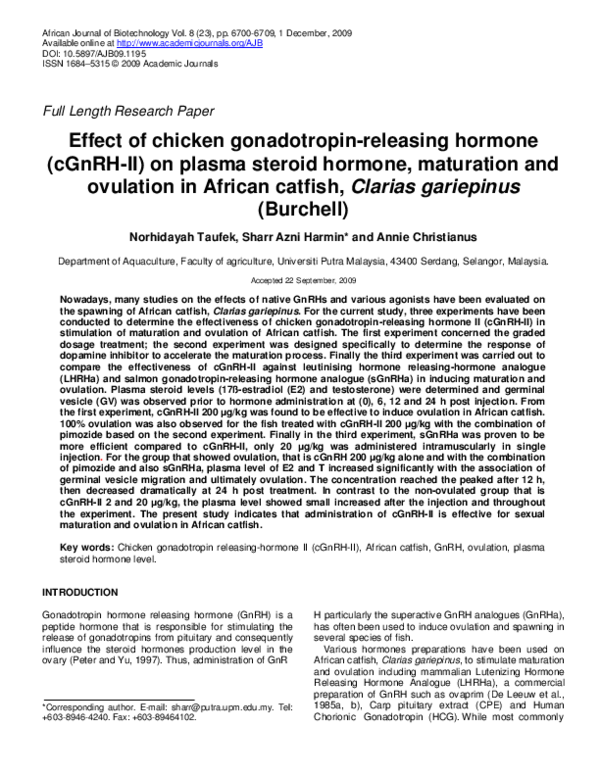 (PDF) Effect of chicken gonadotropin-releasing hormone (cGnRH-II) on ...