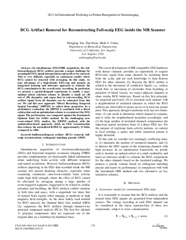 (PDF) BCG Artifact Removal for Reconstructing Full-Scalp EEG Inside the ...
