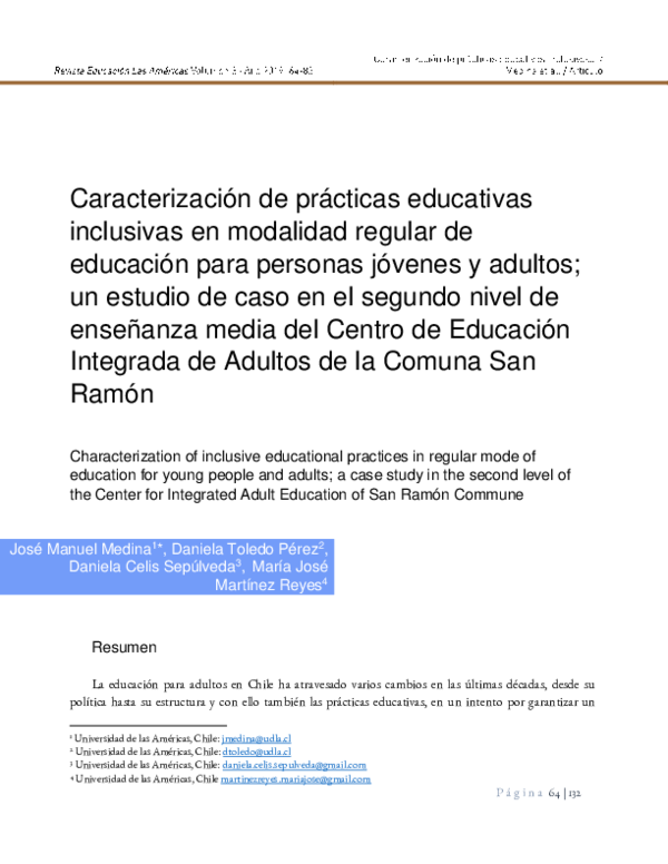 (PDF) Caracterización de prácticas educativas inclusivas en modalidad regular de educación para ...