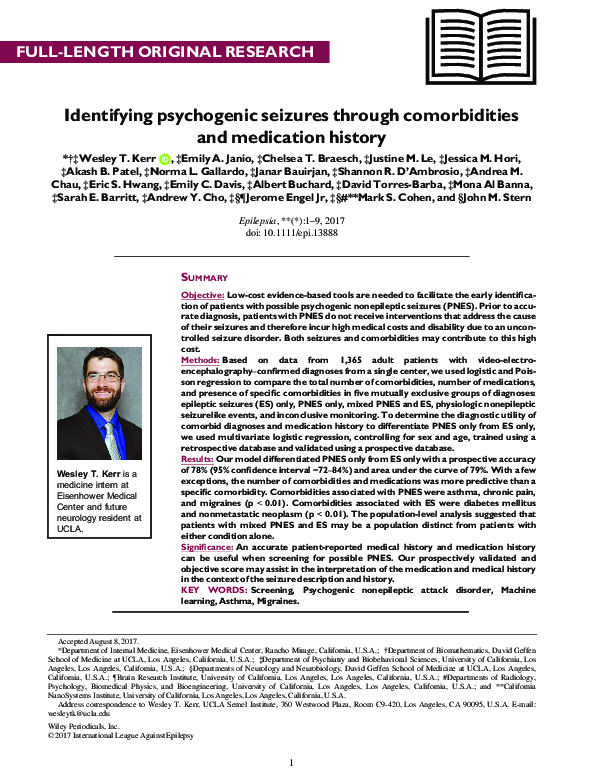 (PDF) Identifying psychogenic seizures through comorbidities and ...